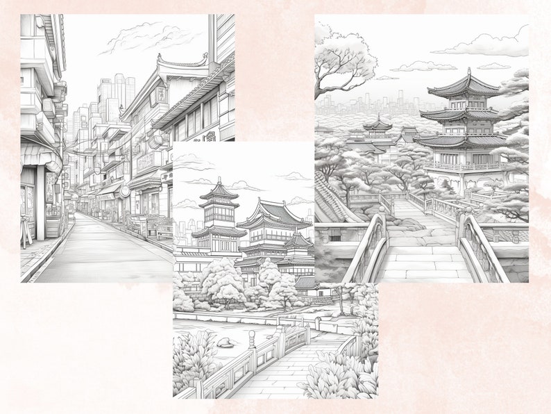 40 Seoul City Coloring Book, Printable PDF, Korean Cafe Scenes Coloring ...