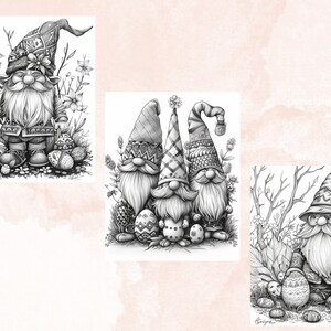 40 Easter Gnome Coloring Book, Printable Easter Garden Gnomes Coloring ...