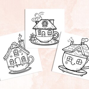 Bold and Easy House Coloring Book, Fantasy Teacup House Coloring Pages ...
