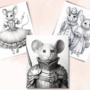 24 Fairytale Mice Coloring Book, Printable Cute Mouse Coloring Pages ...
