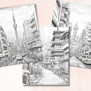 50 Tokyo City Coloring Book, Printable PDF, Japan Cafe Scenes Coloring ...