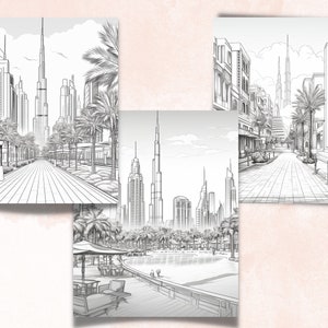 50 Dubai City Coloring Book, Printable PDF, Arabian Cafe Scenes ...