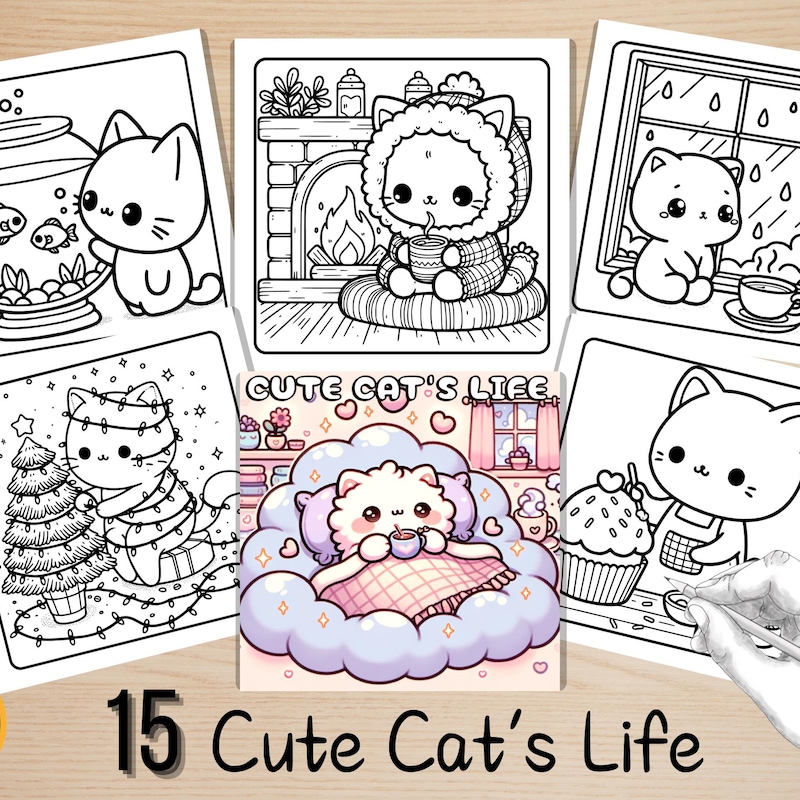 Cute Cat Colouring Books - Etsy UK