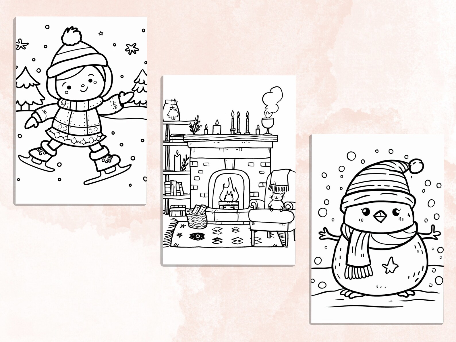 Bold and Easy Coloring Book, Cozy Cold Winter Snowy Scenes Coloring ...