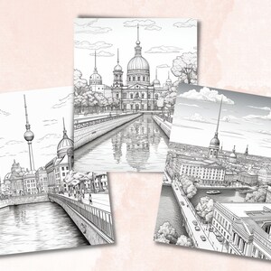 50 Berlin City Coloring Book, Printable PDF, Germany Cafe Scenes ...