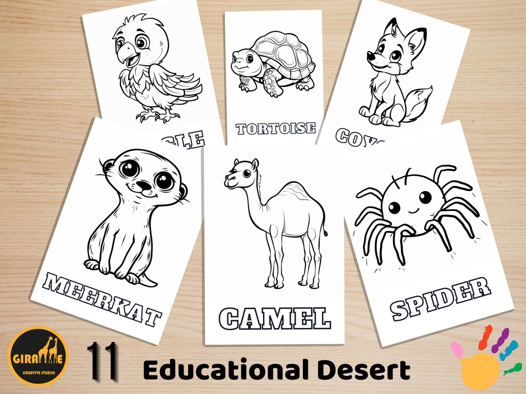 Educational Desert Animals Coloring Book, Preschool Activity Coloring ...