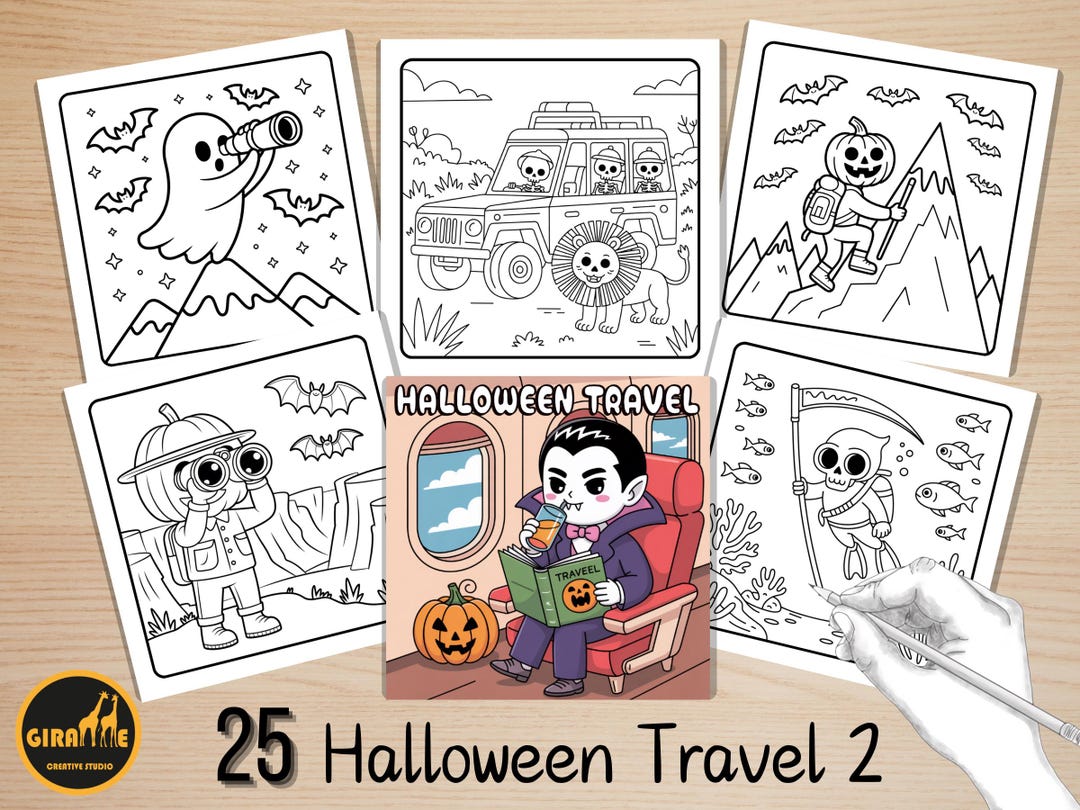 Halloween Travel 2 Coloring Book, Spooky Moment Coloring Pages, Cute ...