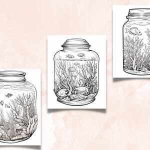 45 Enchanted Underwater Jars Coloring Book, Printable Under the Sea ...