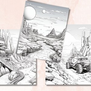 28 Futuristic City Scenes Coloring Book, Printable PDF, Fantasy ...
