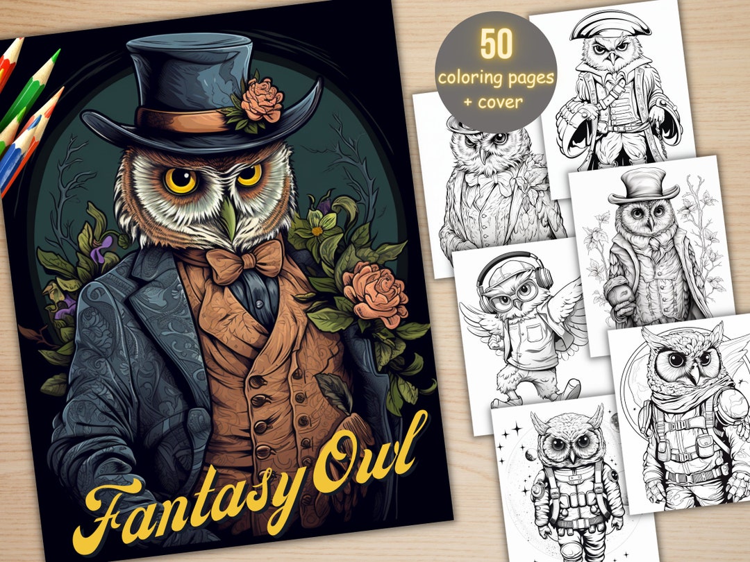 50 Fantasy Owl Coloring Book, Printable Secret Life of Owl Coloring ...