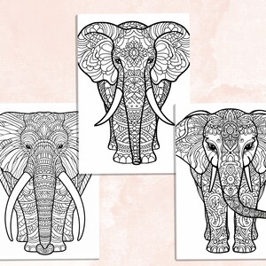 30 Elephant Mandala Coloring Book, Printable Stress Relief Patterns ...
