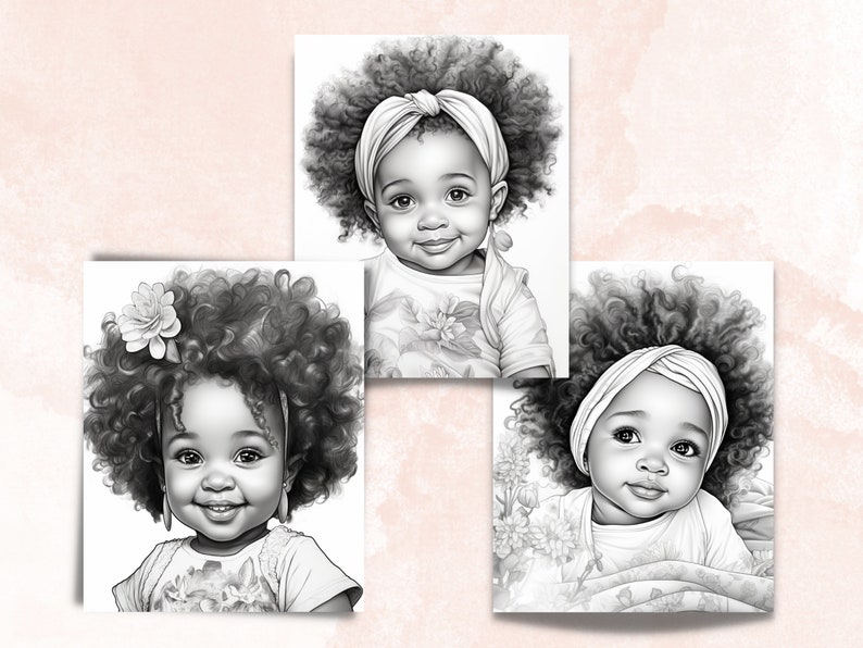 55 Cute Black Babies Coloring Book, Printable Sleeping Afro Baby ...