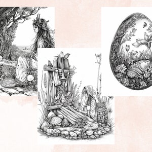 60 Ostara Coloring Book, Printable Pagan Easter Bunny Coloring Pages ...