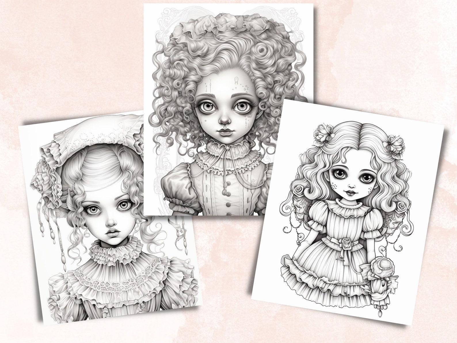 40 Cute Creepy Doll Coloring Book, Printable Horror Spooky Little Doll ...