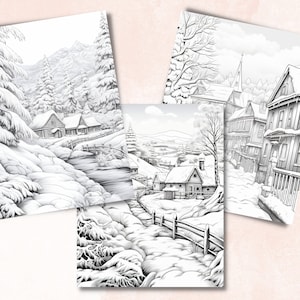 75 Winter Wonderland Coloring Book, Printable Winter Landscape Coloring ...