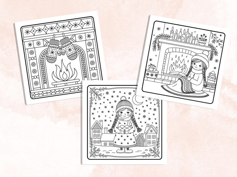 Winter Folk Art Coloring Pages, Scandinavian Nordic Coloring Book ...