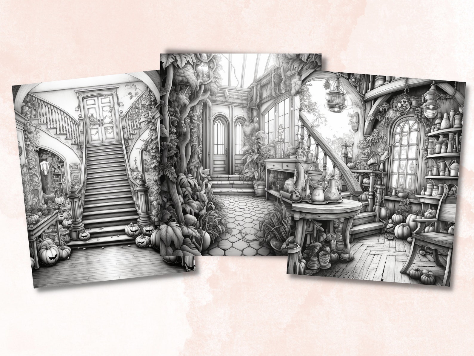 20 Halloween Interior Coloring Book, Printable PDF, Spooky Creepy ...