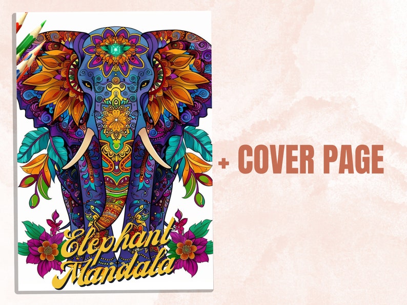 30 Elephant Mandala Coloring Book, Printable Stress Relief Patterns ...