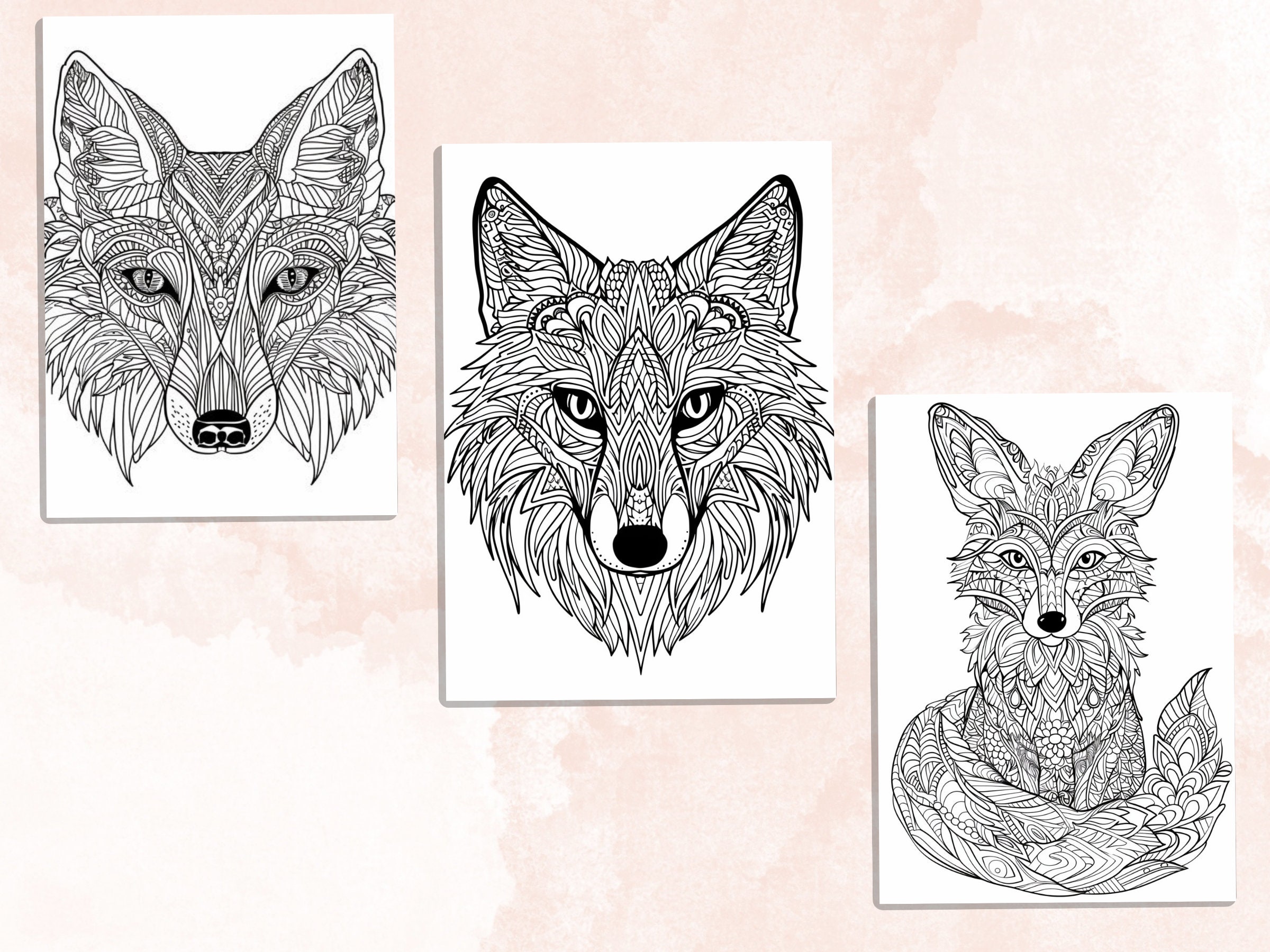 30 Fox Mandala Coloring Book, Printable Stress Relief Patterns Coloring ...