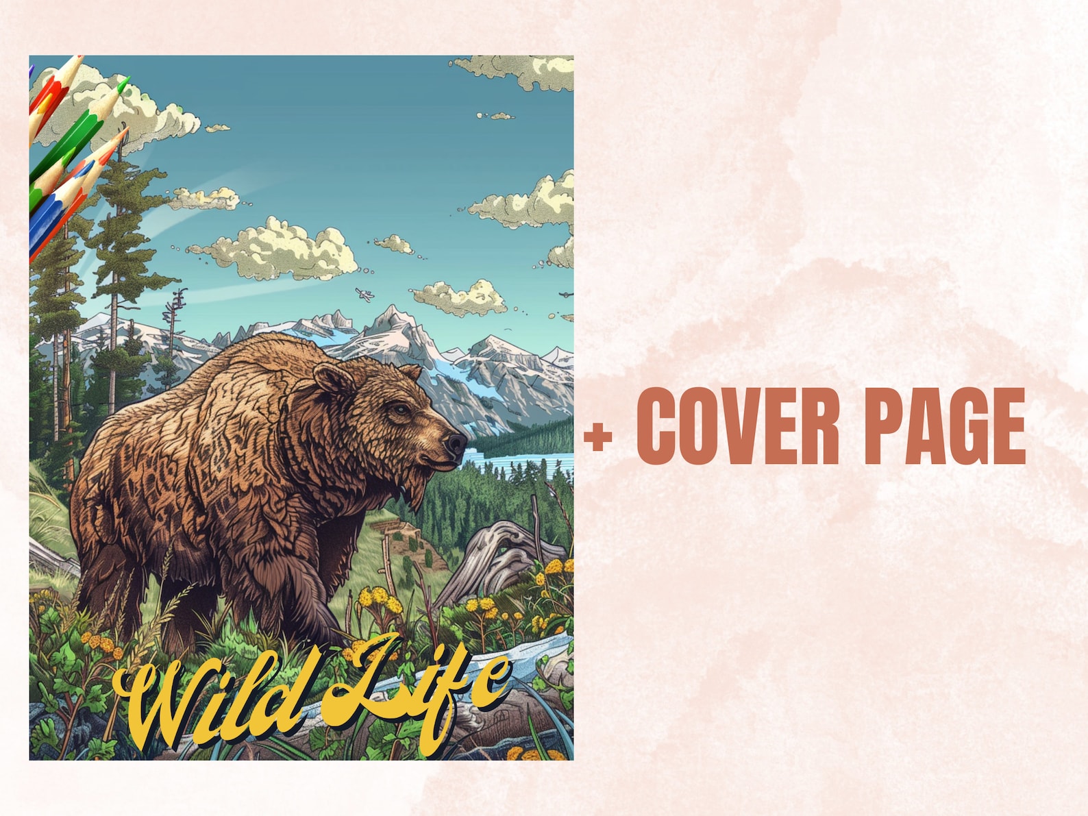 40 Wild Life Scenes Coloring Book, Printable African Jungle Animals ...