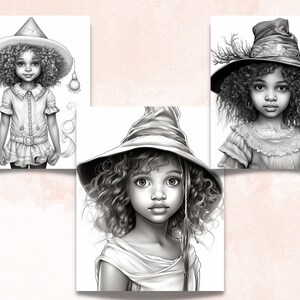 28 Fantasy Little Black Girl Witch Coloring Book, Printable PDF, Afro ...