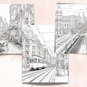 45 Vienna City Coloring Book, Printable PDF, City Cafe Scenes Coloring ...