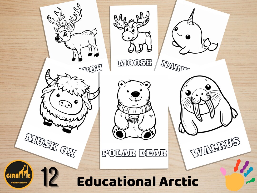 Educational Arctic Animals Coloring Book, Preschool Activity Coloring ...