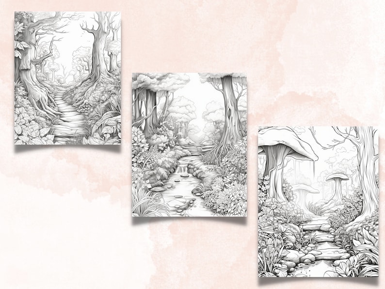 32 Enchanted Forest Coloring Book, Printable Magical Forest Coloring ...