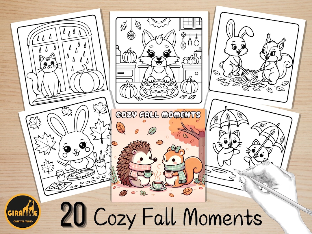 Bold and Easy Coloring Book, Cozy Fall Moments Coloring Pages, Cute ...