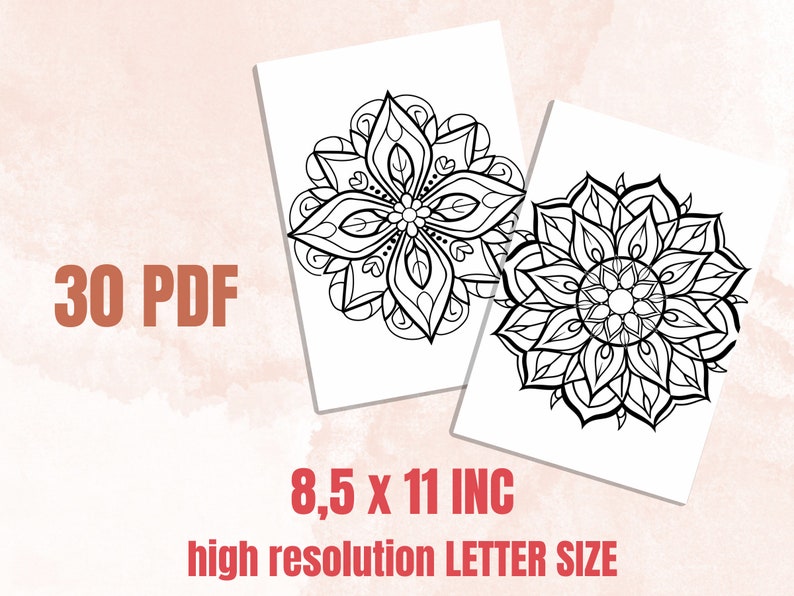 30 Mandala Coloring Book, Printable Stress Relief Patterns Coloring ...