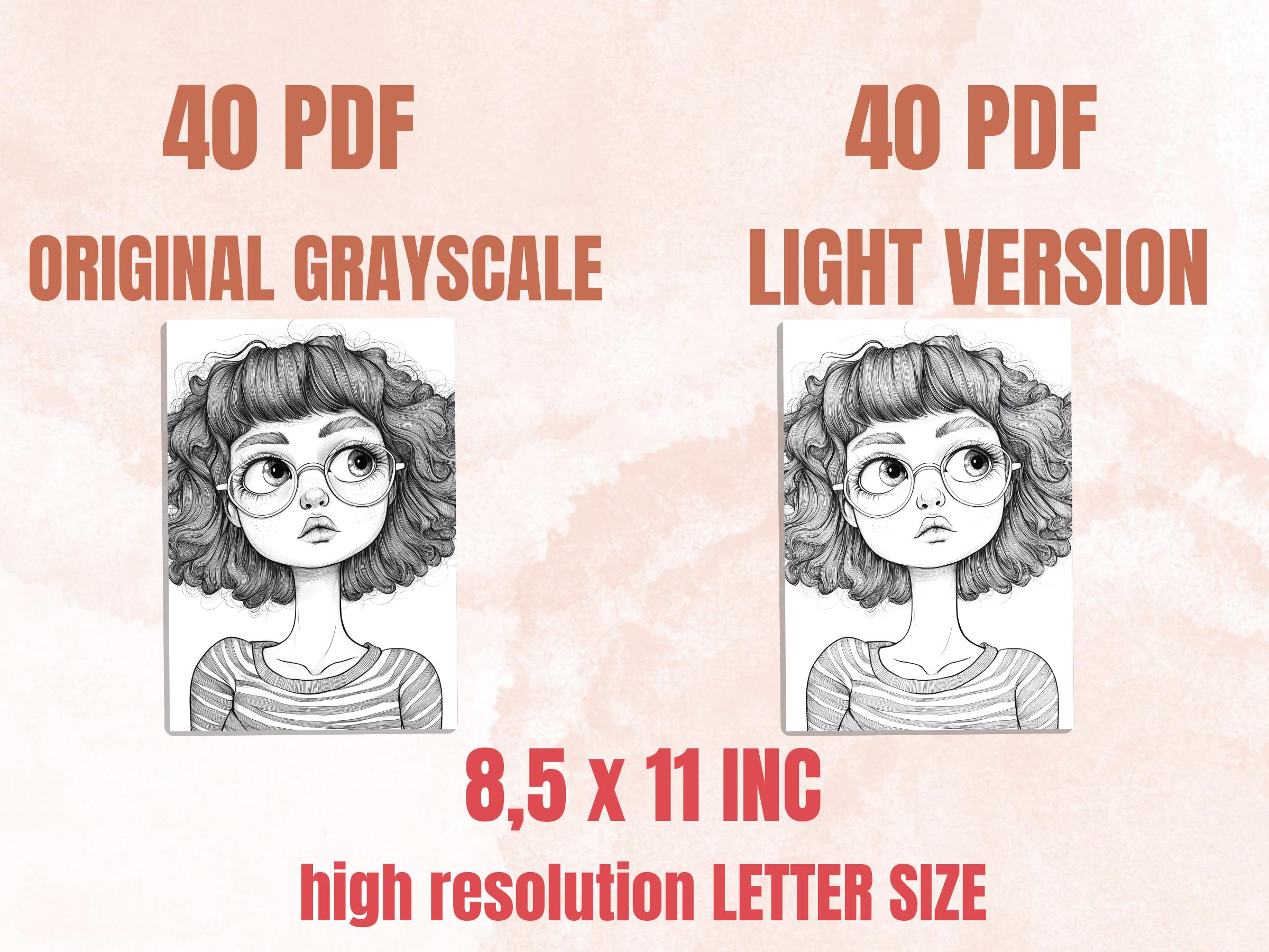 40 Quirky Girl Coloring Book, Printable Whimsical Quirky Girl Coloring ...