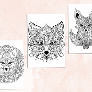 30 Fox Mandala Coloring Book, Printable Stress Relief Patterns Coloring ...