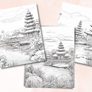 65 Bali City Coloring Book, Printable PDF, Indonesia Scenes Coloring ...