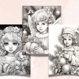 45 Christmas Angel Coloring Book, Printable Xmas Noel Little Angels ...