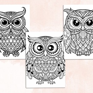 30 Owl Mandala Coloring Book, Printable Stress Relief Patterns Coloring ...
