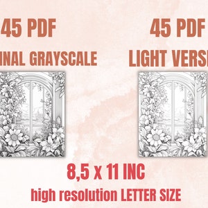 45 Floral Window Coloring Book, Printable Enchanted Fantasy Open ...