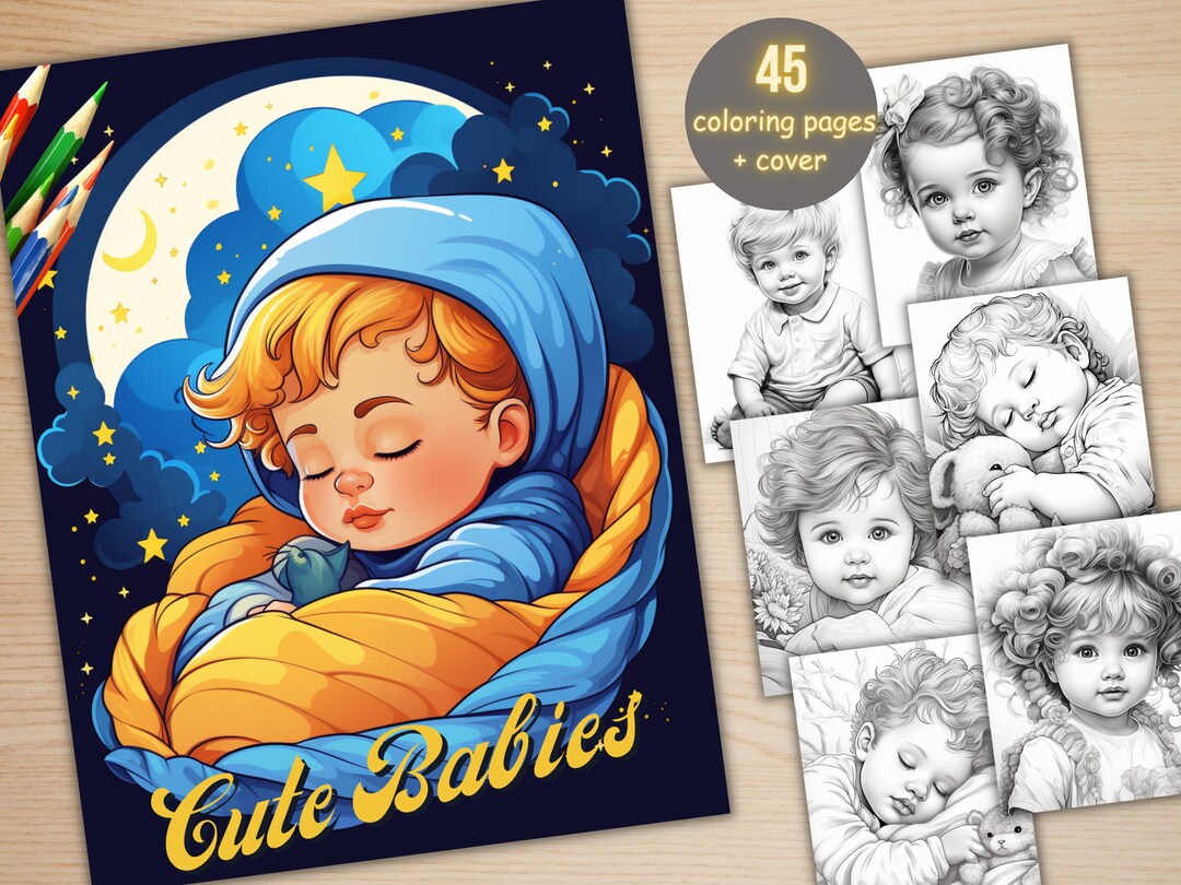 45 Cute Babies Coloring Book, Printable Sleeping Baby Coloring Pages ...