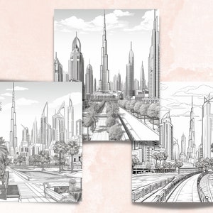50 Dubai City Coloring Book, Printable PDF, Arabian Cafe Scenes ...