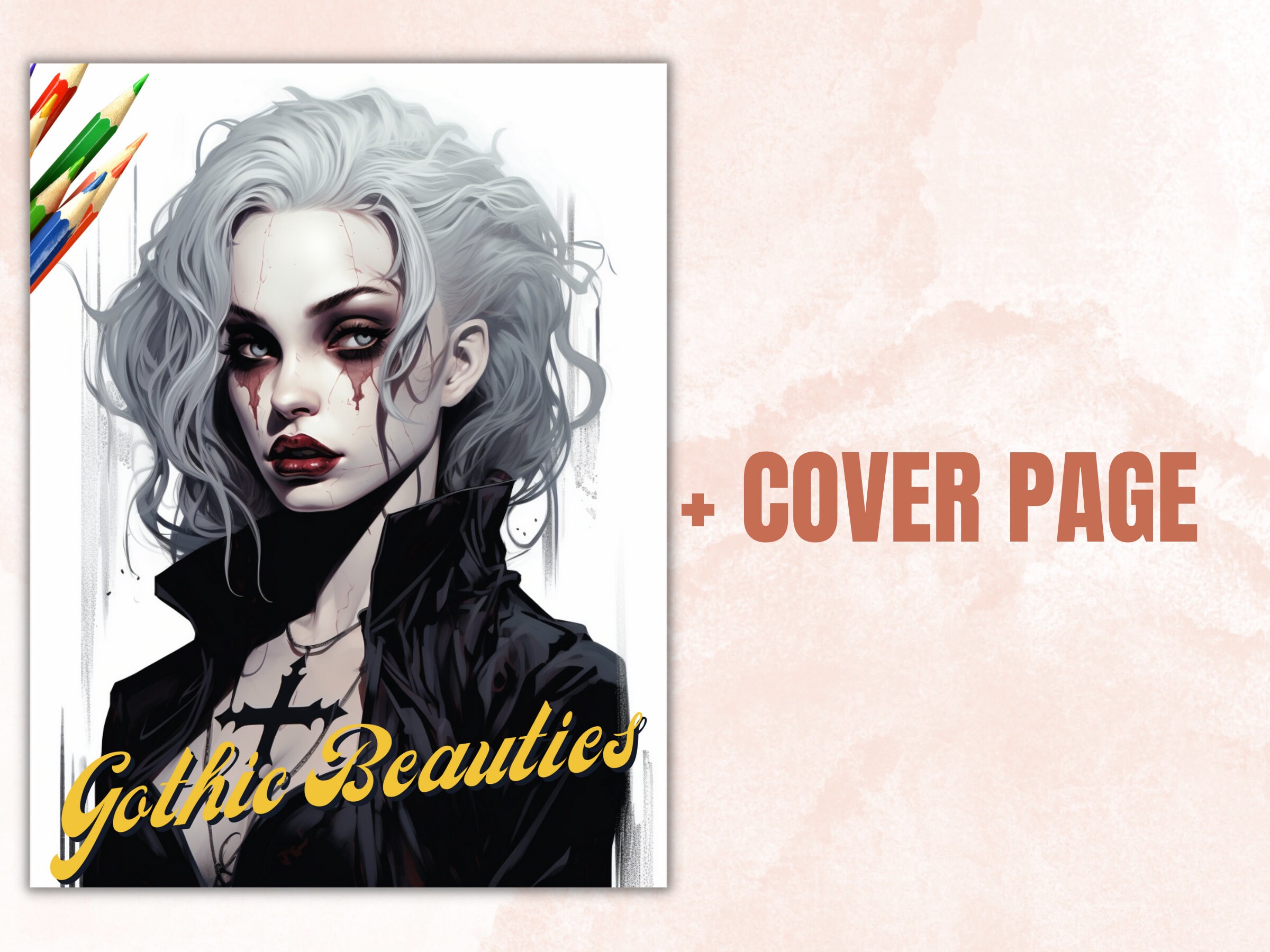40 Gothic Beauties Coloring Book, Printable Goth Punk Woman Coloring ...