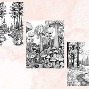 50 Spring Forest Coloring Book, Printable Floral Woodland Coloring ...