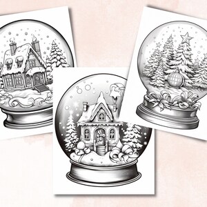 50 Christmas Snow Globes Coloring Book, Printable Xmas Noel Holiday ...