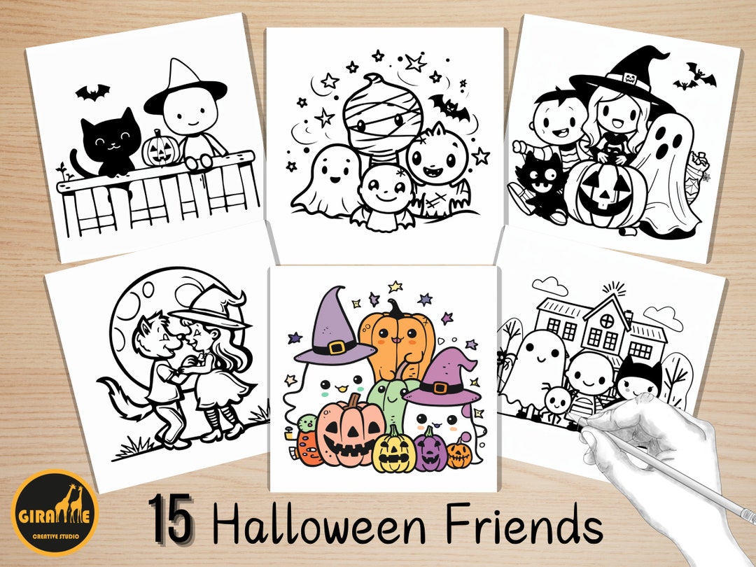 Bold and Easy Coloring Book, Kawaii Halloween Friends Coloring Pages ...