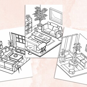 Boho and Easy Interior Coloring Book, Cozy Hygge Corner Coloring Pages ...