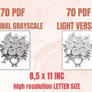 70 Rose Coloring Book, Printable PDF, Botanical Floral Plant Coloring ...