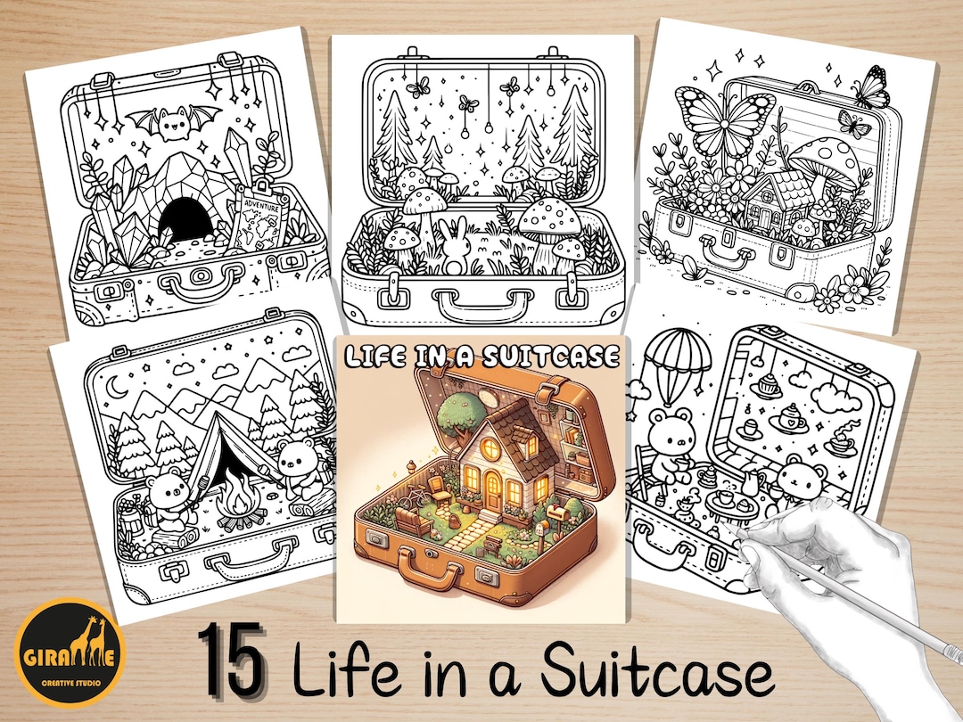Bold and Easy Coloring Book, Life in a Suitcase Coloring Pages, Cute ...