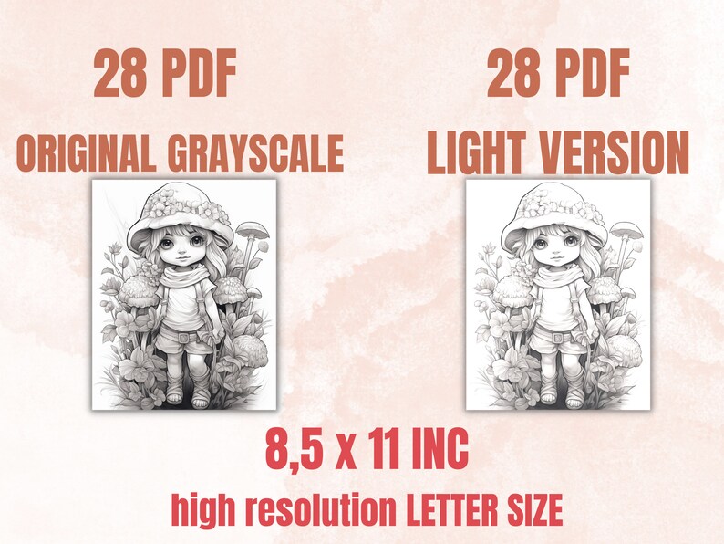 28 Garden Gnome Girls Coloring Book Printable Floral Cute - Etsy