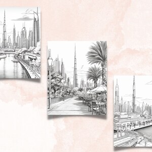 50 Dubai City Coloring Book, Printable PDF, Arabian Cafe Scenes ...