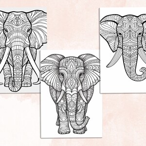 30 Elephant Mandala Coloring Book, Printable Stress Relief Patterns ...