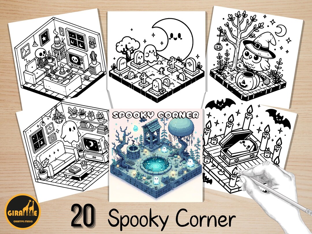 Bold and Easy Coloring Book, Spooky Corner Coloring Pages, Cute Cozy ...