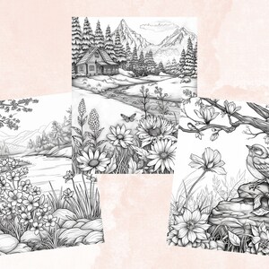 50 Spring Garden Coloring Book, Printable Floral Fairy Garden Coloring ...